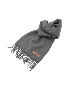 Acne Studios Logo Patch Fringed Edge Scarf