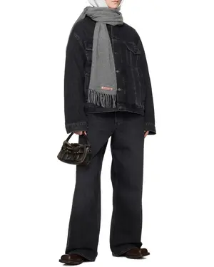 Acne Studios Logo Patch Fringed Edge Scarf