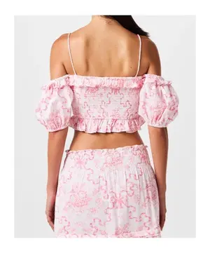 LoveShackFancy Off-the-shoulder Printed Tank Top