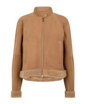 Moncler Suede Jacket With Shearling Trim