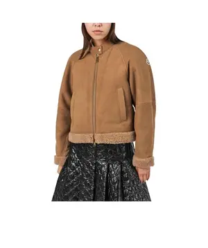 Moncler Suede Jacket With Shearling Trim