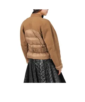 Moncler Suede Jacket With Shearling Trim