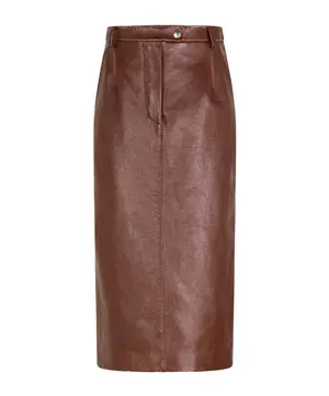Prada Leather Midi Skirt