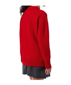 Prada Mock Neck Waist-cinched Knit Sweater