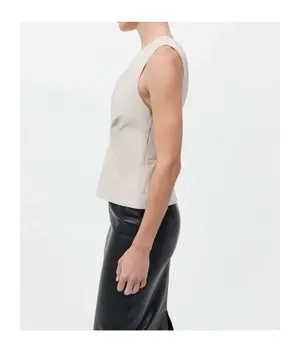 ST. AGNI High-neck Draped One-shoulder Blouse - Nude