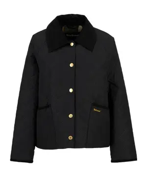 Barbour Quilted Jacket With Corduroy Collar - Black