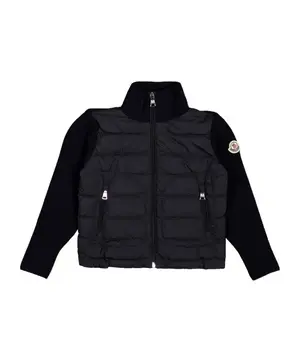 Moncler Quilted Zip-up Jacket With Logo Patch - Black