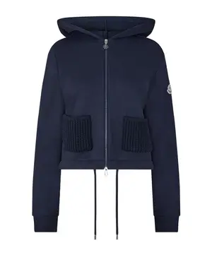 Moncler Zip-up Cropped Hoodie With Ribbed Pockets