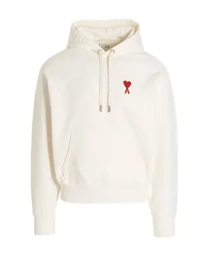 AMI Paris De Coeur Embroidered Hoodie - White