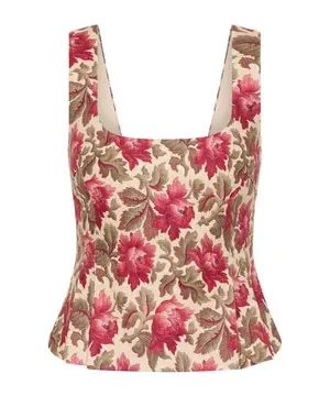 Posse Sleeveless Floral Print Peplum Top