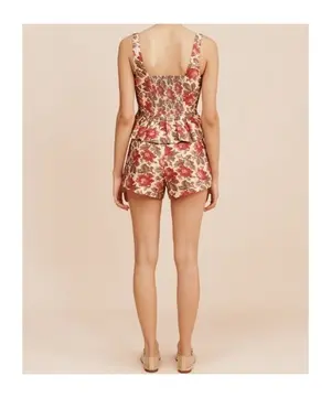 Posse Sleeveless Floral Print Peplum Top
