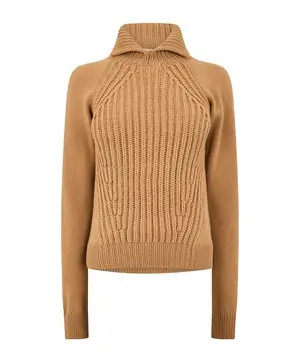 Moncler Ribbed Knit Sweater With Fold-over Collar