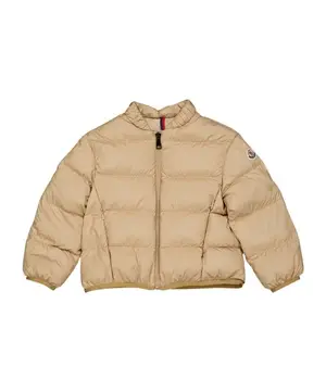 Moncler Logo Patch Quilted Down Jacket - Nude