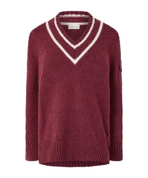 Moncler V-neck Knitted Sweater - Red