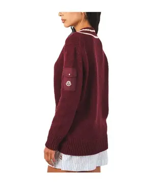 Moncler V-neck Knitted Sweater - Red