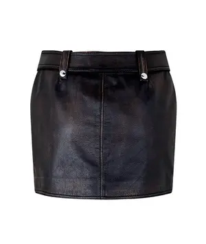 Alexander McQueen Distressed Leather Mini Skirt