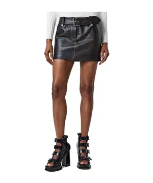 Alexander McQueen Distressed Leather Mini Skirt