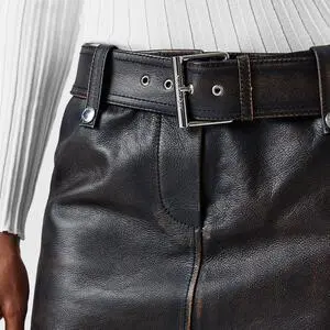 Alexander McQueen Distressed Leather Mini Skirt