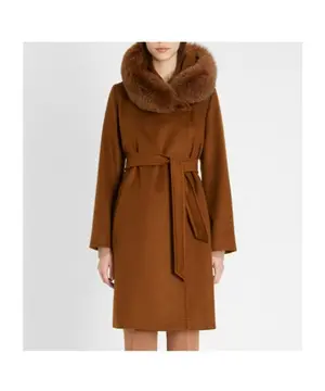 Max Mara Logo Coat With Removable Fur Collar