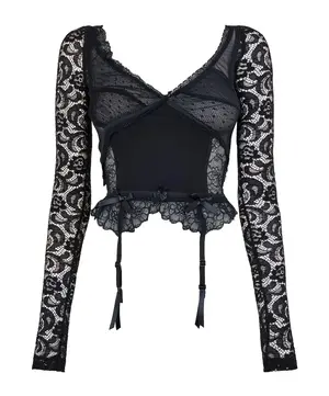 Balenciaga Lace Long-sleeve T-shirt - Black