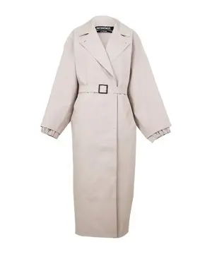 Jacquemus Lapel Long-sleeved Trench Coat - White