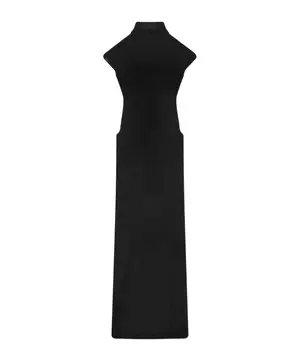 JEAN PAUL GAULTIER Sleeveless High Neck Maxi Dress With Pleated Detailing - Black