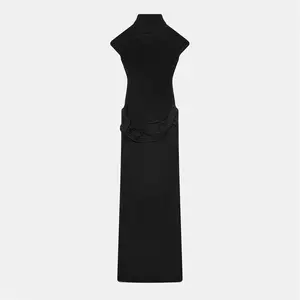 JEAN PAUL GAULTIER Sleeveless High Neck Maxi Dress With Pleated Detailing