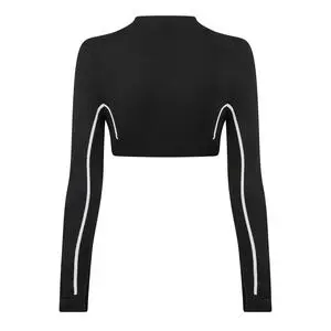 Off-White Off" Logo Cropped Long Sleeve T-shirt