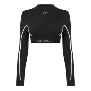 Off-White Off" Logo Cropped Long Sleeve T-shirt