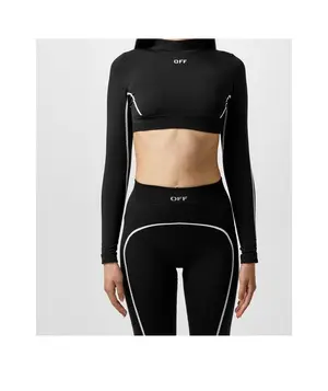 Off-White Off" Logo Cropped Long Sleeve T-shirt