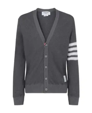 Thom Browne Striped V-neck Cardigan - Medium Gray