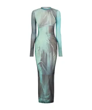 JEAN PAUL GAULTIER Round Neck Long Sleeve Gradient Dress - Gray