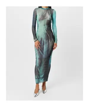 JEAN PAUL GAULTIER Round Neck Long Sleeve Gradient Dress