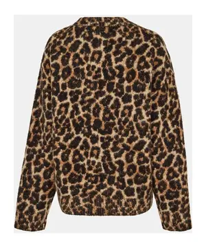 ANINE BING Leopard Print Long Sleeve Crewneck Top