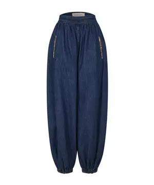 Valentino Garavani Embellished Denim Harem Trousers