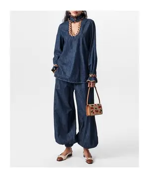 Valentino Garavani Embellished Denim Harem Trousers