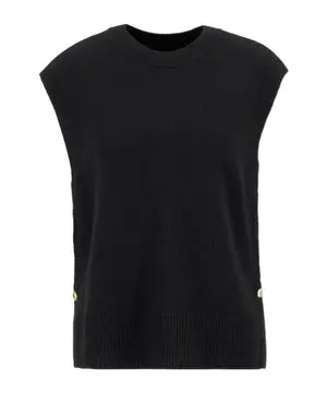 Barbour Sleeveless Crew Neck Sweater With Button Detail - Black
