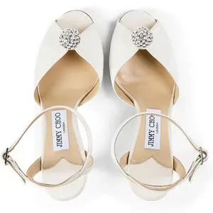 JIMMY CHOO Ivory Crystal Embellished Stiletto Heeled Sandals
