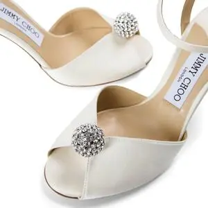 JIMMY CHOO Ivory Crystal Embellished Stiletto Heeled Sandals