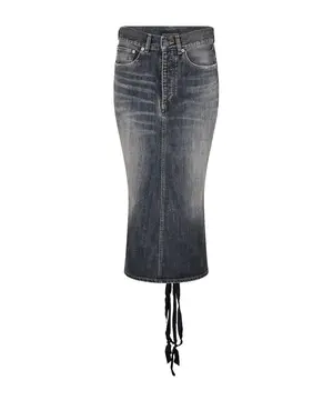 Balenciaga Lace-up Denim Midi Skirt