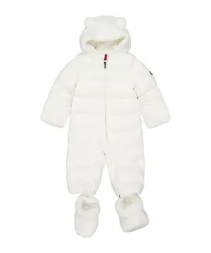 Moncler Quilted Logo Hooded Snowsuit - White