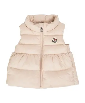 Moncler Logo Patch Puffer Vest - Nude