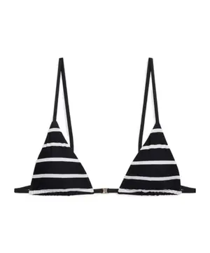 ANINE BING Striped Triangle Bikini Top - Black