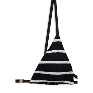 ANINE BING Striped Triangle Bikini Top