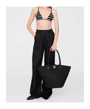 ANINE BING Striped Triangle Bikini Top