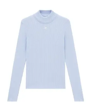COURREGES High Neck Knitted Jumper With Embroidered Ac Logo - Blue