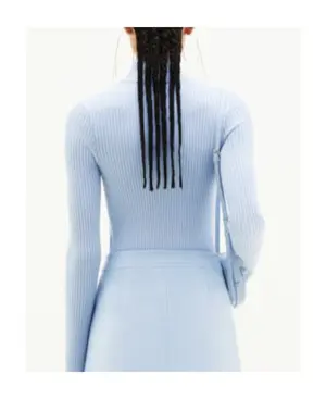 COURREGES High Neck Knitted Jumper With Embroidered Ac Logo - Blue