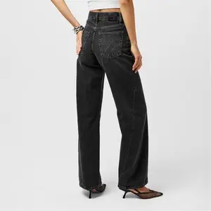 ANINE BING Wide Leg Denim Trousers