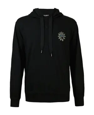 Dolce & Gabbana Embellished Logo Hooded Sweater - Black
