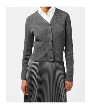 JOSEPH Ribbed Button-front Sweater With Patch Pockets